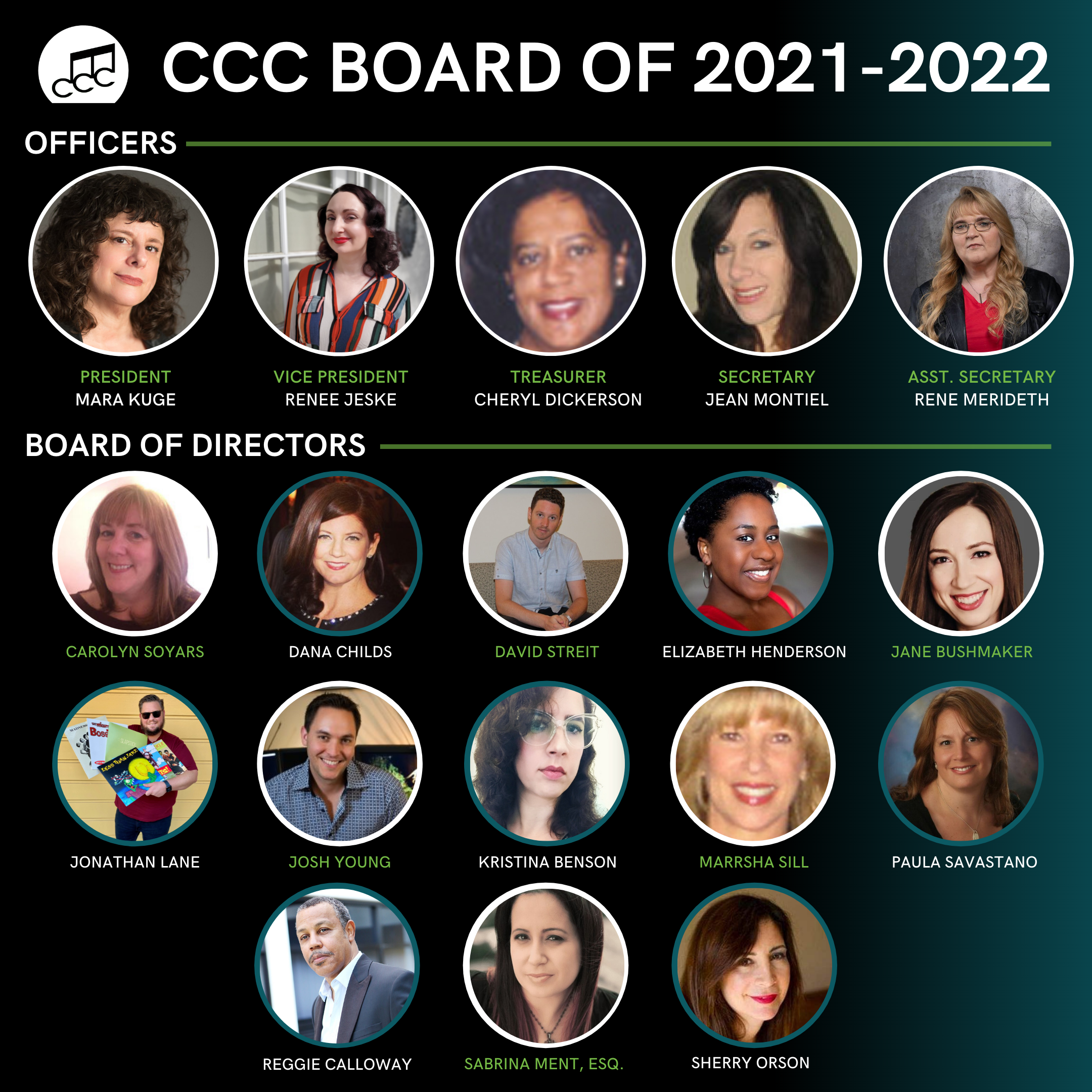 CCC REVEALS NEW OFFICERS AND BOARD OF DIRECTORS